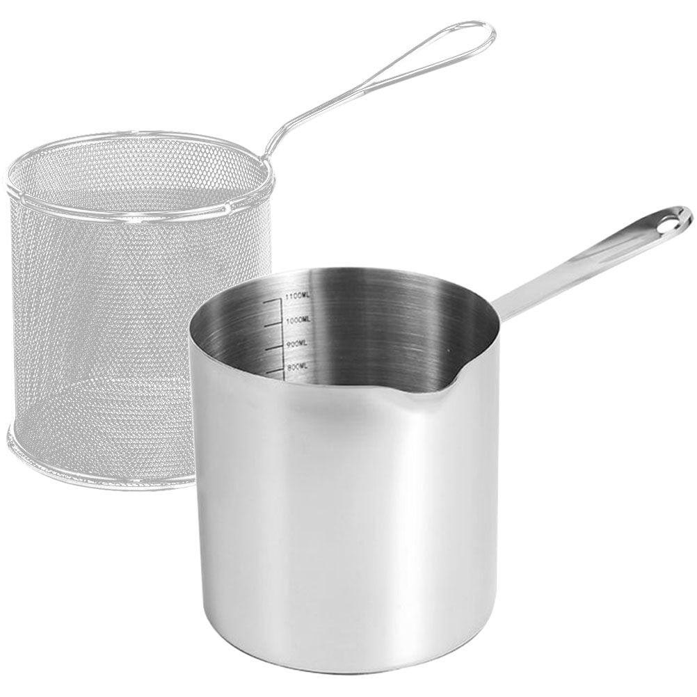 Household Frying Pot with Basket Fryer Food Cooking Dad Silver ...