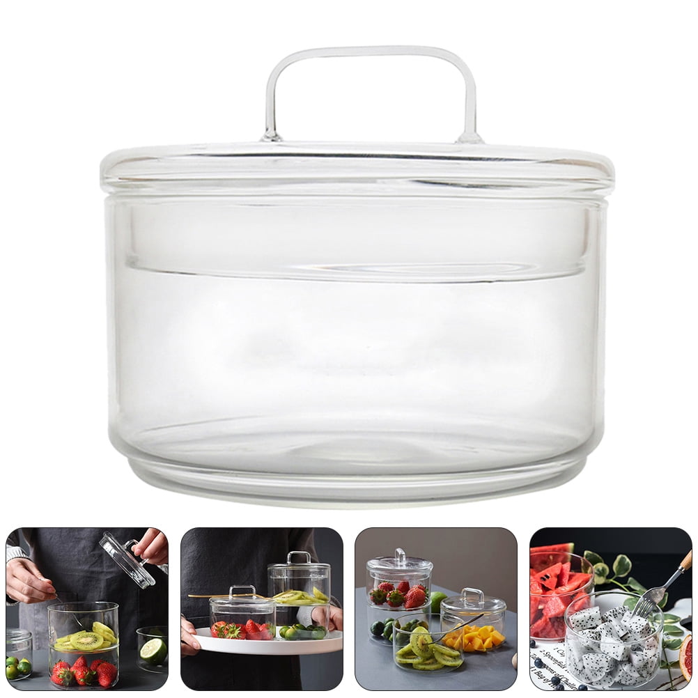 Household Glass Bowl Apothecary Jars Fruit and Trifle Clear Salad with ...