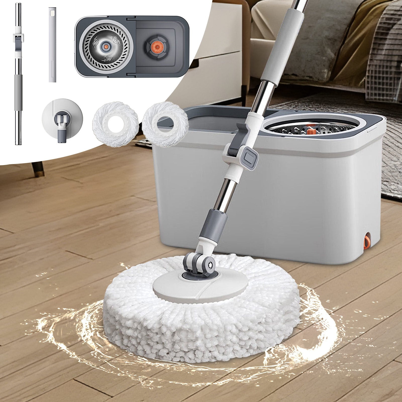 Household Hand-Wash Wet and Dry Rotating Cleaning Brush, 2-Pack with ...