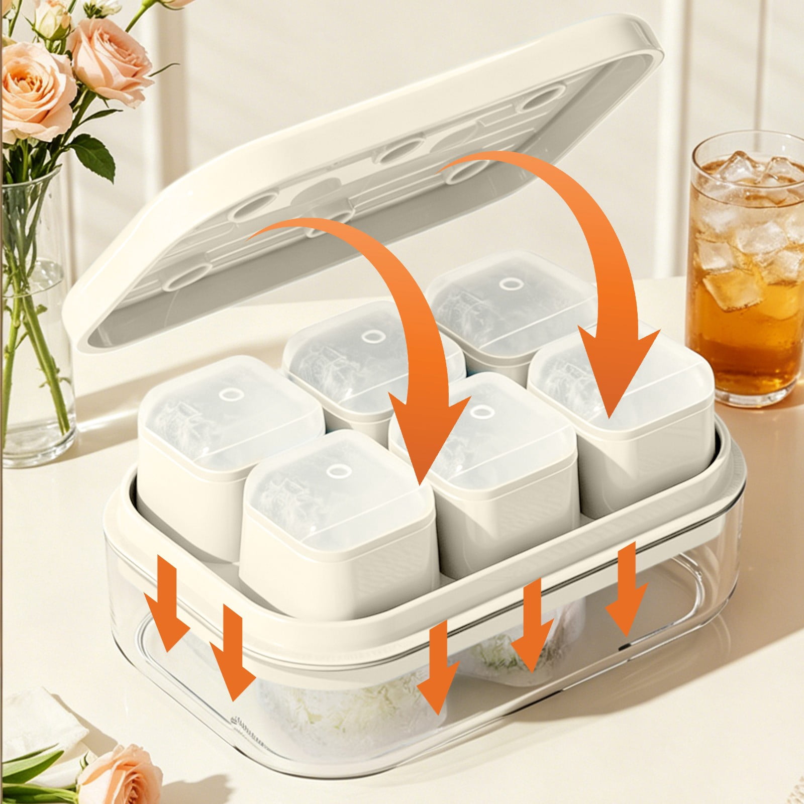 Household Ice Cube Molds with Lid - Press Ice Storage Box, Ice Making ...