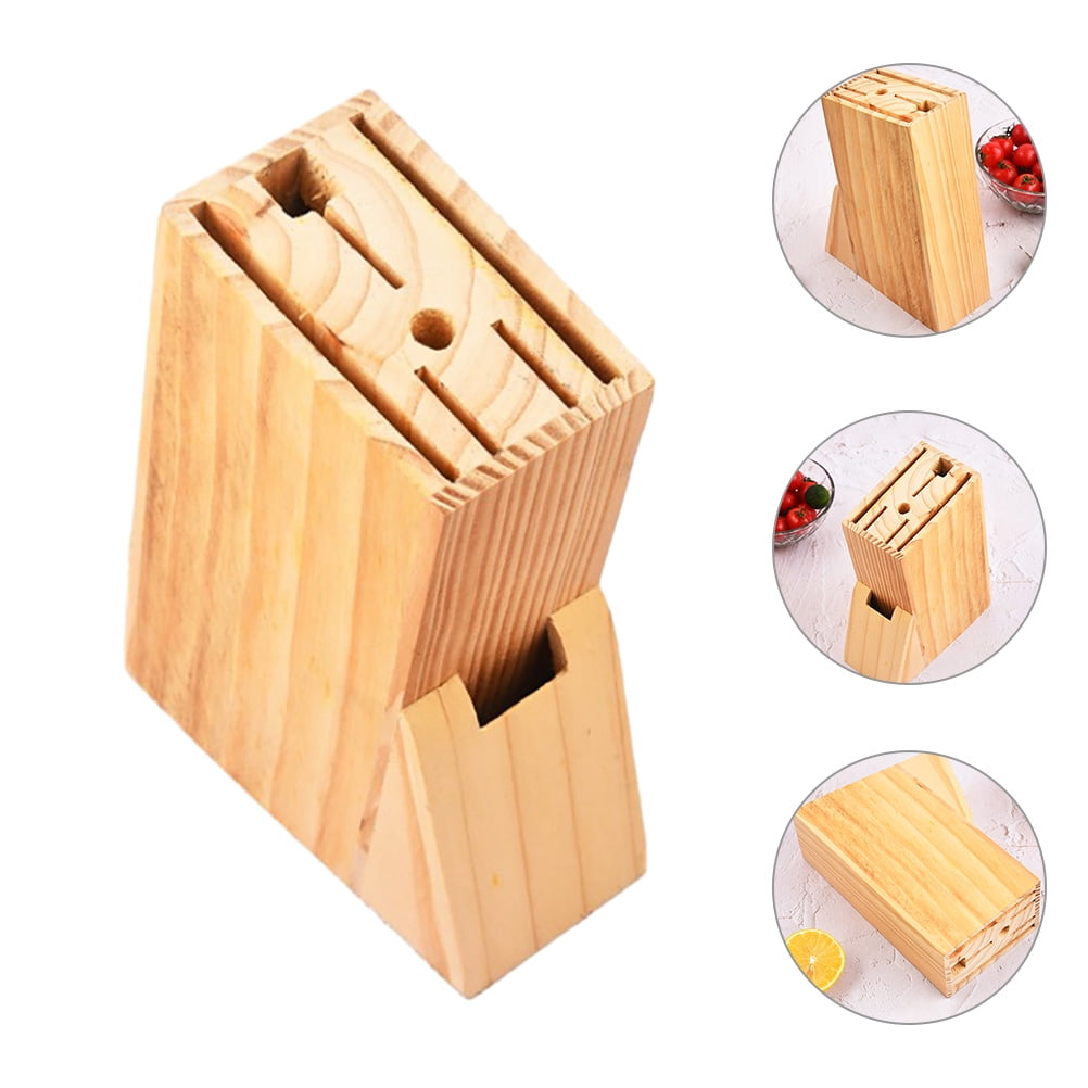 OUNONA Light Brown Wood Kitchen Utensil Holder MultiFunctional Cutter ...