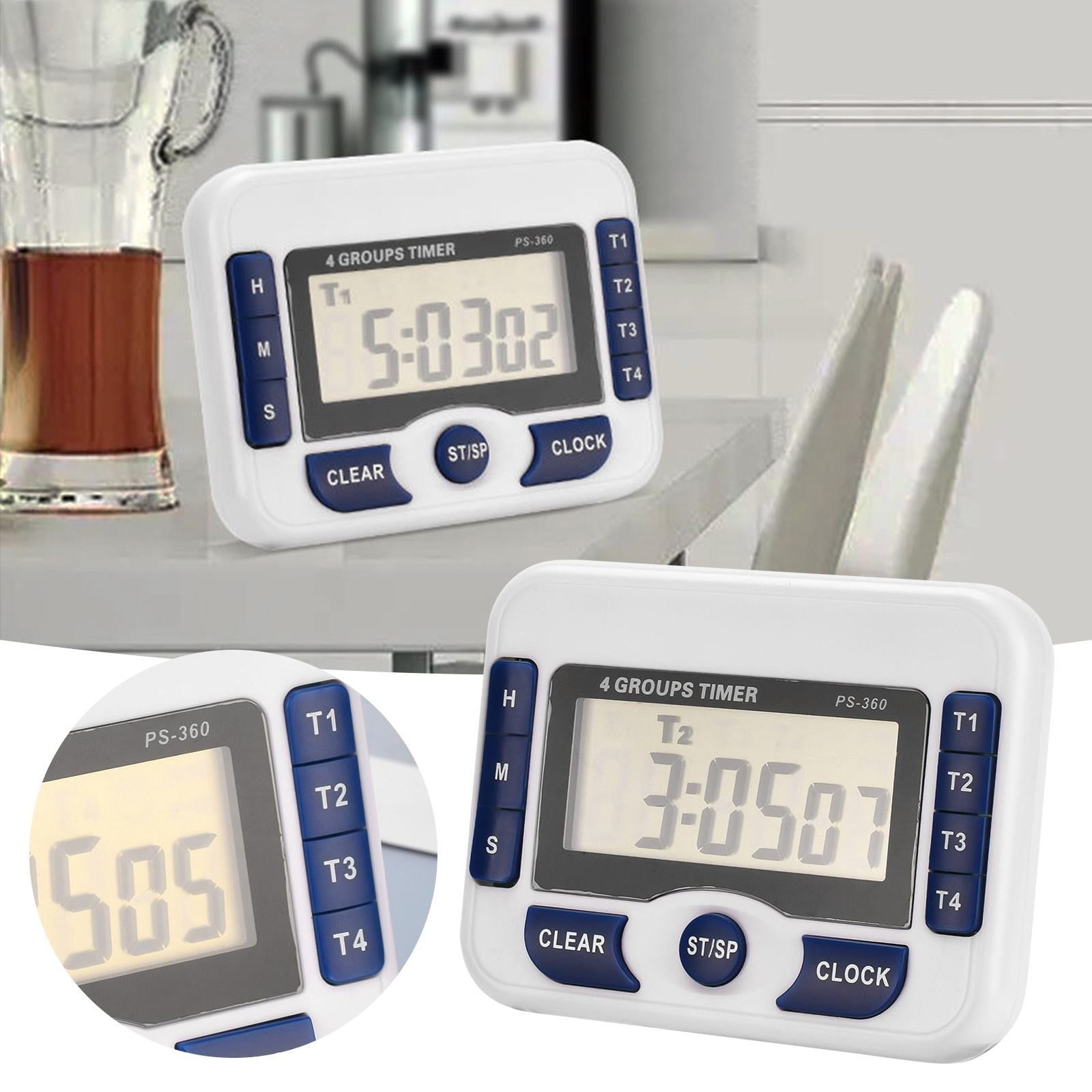 Household Kitchen Laboratory Multipurpose Strong Countup Countdown Digital Clock Timer Blue ...