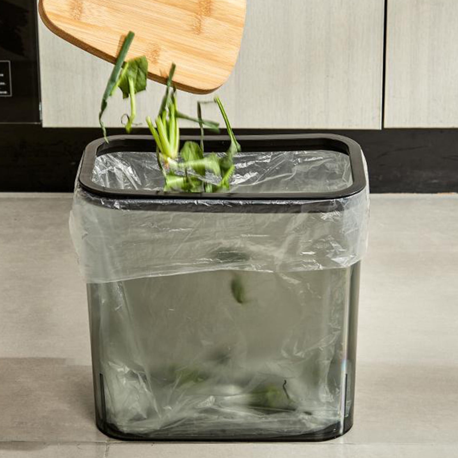 Household Lidless Pressure Ring Trash Can, Transparent Design for Easy ...