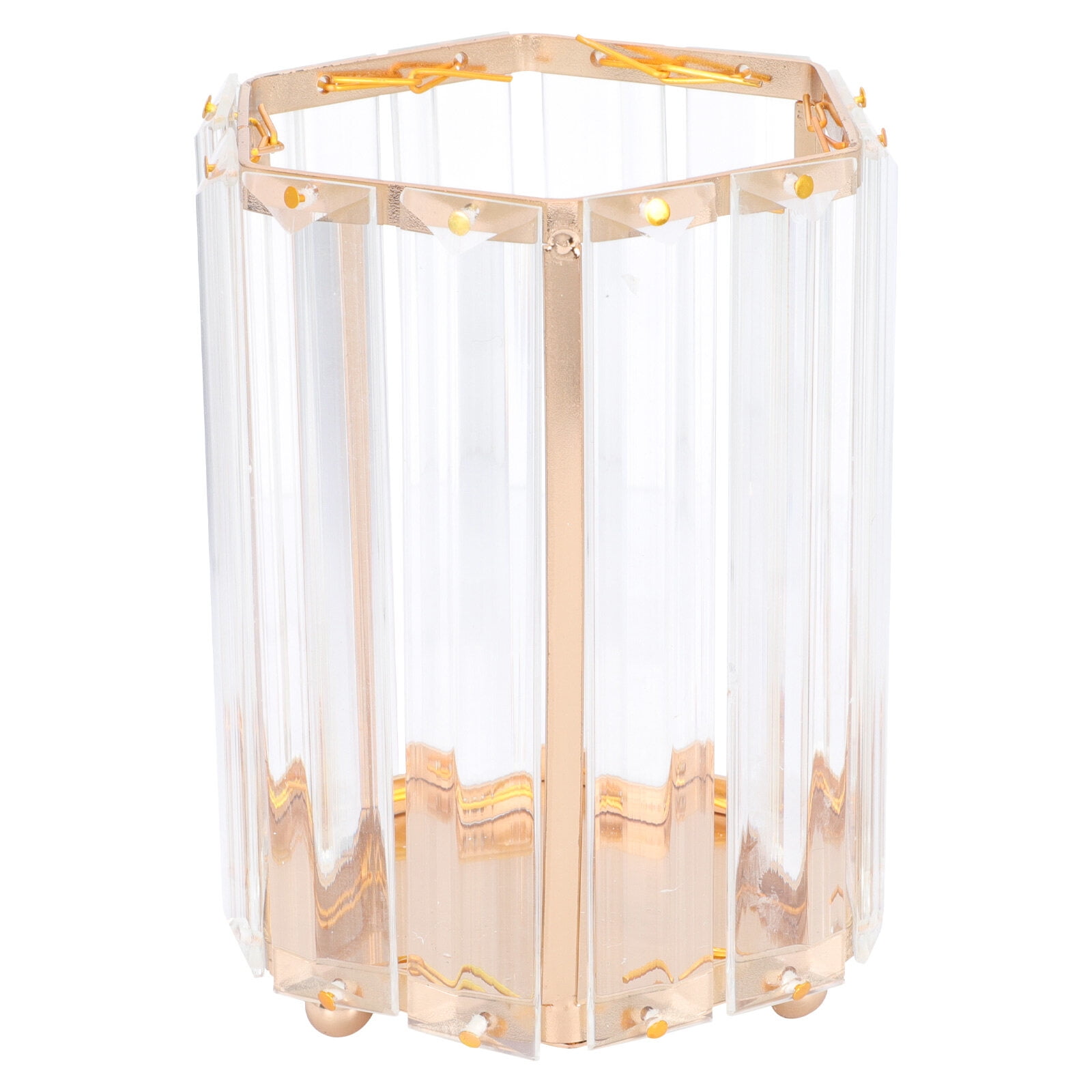Household Makeup Brush Bucket Decorative Glass Pen Holder Geometric ...