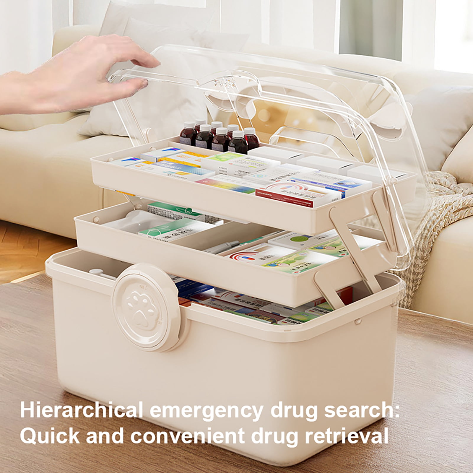 Household Medicine Storage Box with Safety Lock And Transparent Top ...