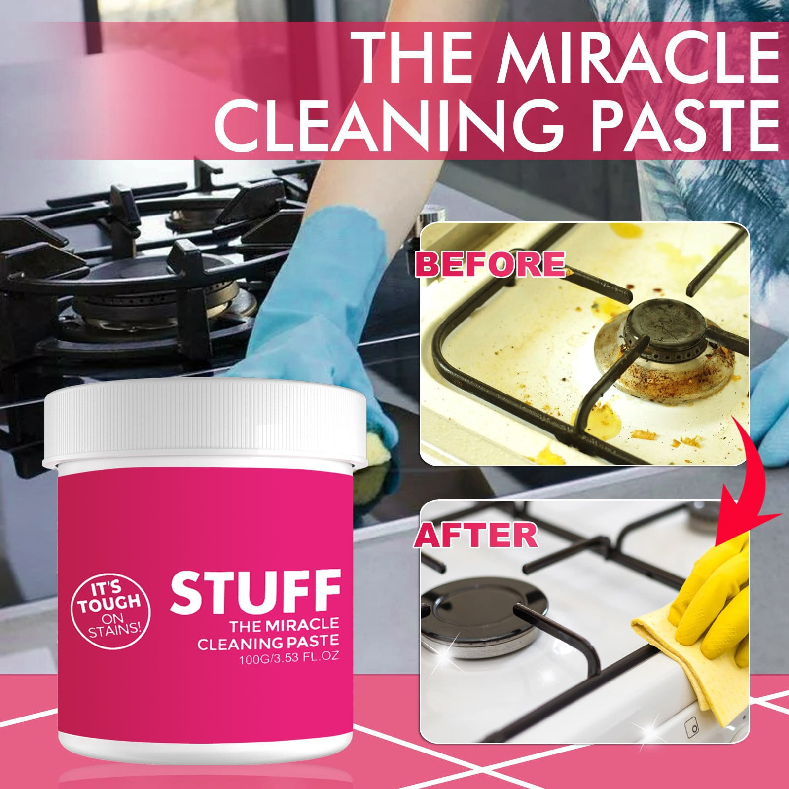 Household Multi-Purpose Cleaning Paste Kitchen Cleaning Heavy Duty Degreasing Paste No Residue ...