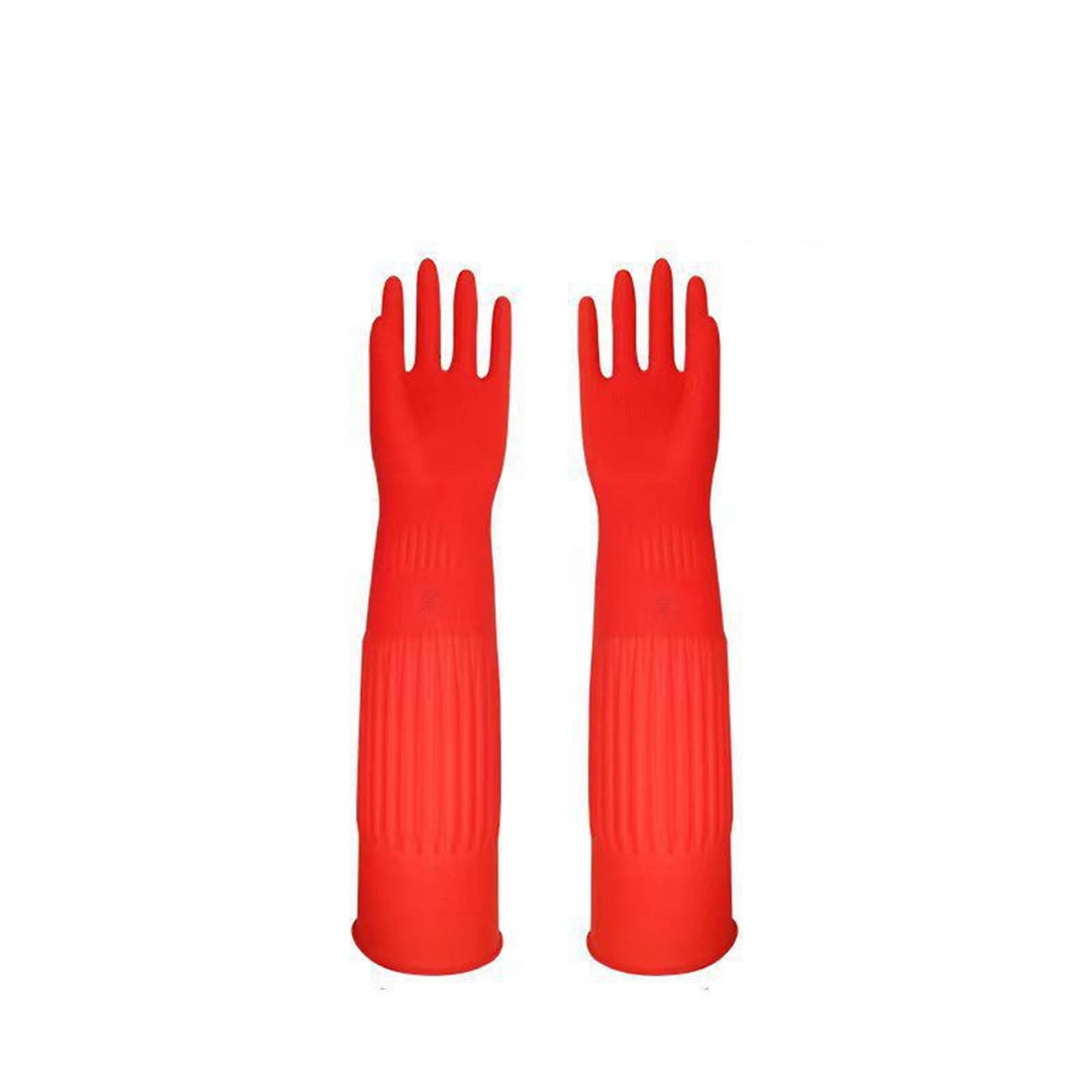 Household Natural Rubber Latex Gloves 38cm Kitchen Dishwashing Cleaning ...