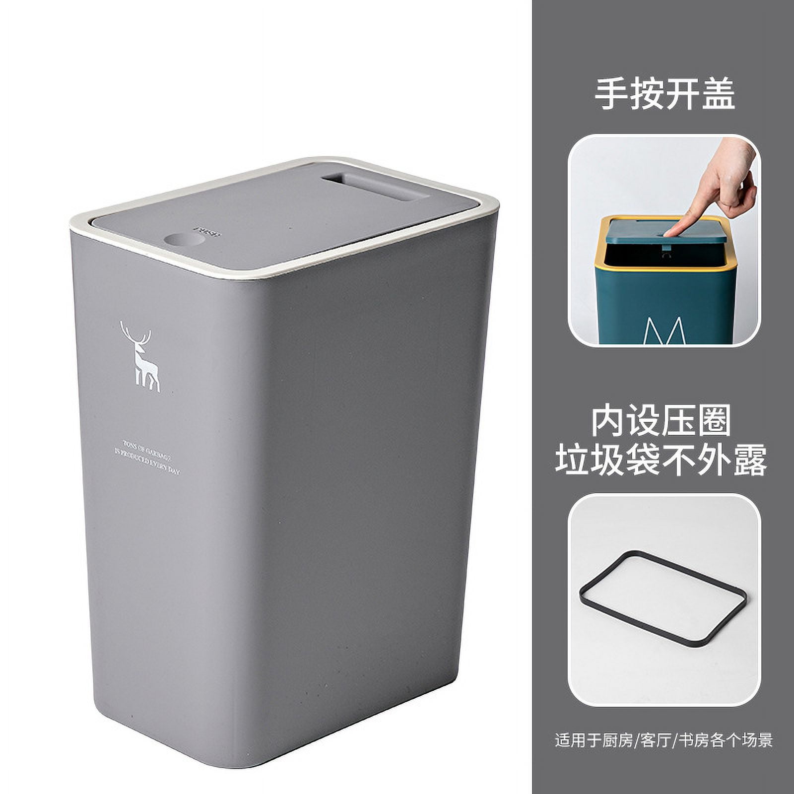 Household Push Type Trash Can Large-capacity Waste Bin Bathroom ...