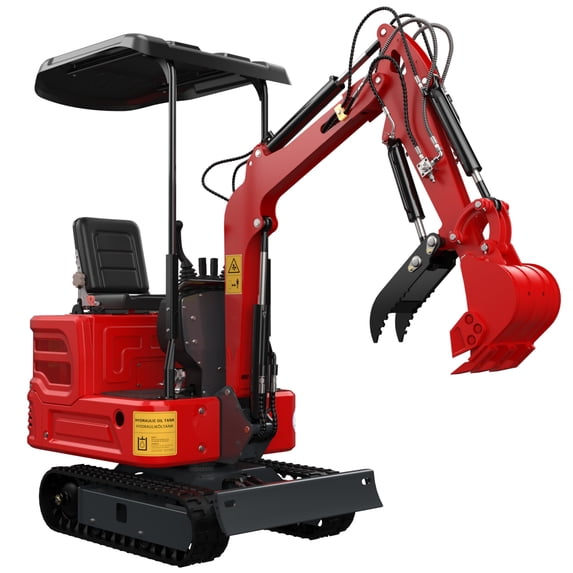 MachPro Household Red Mini Excavator, 1 Tons Crawler Digger with Kubota ...