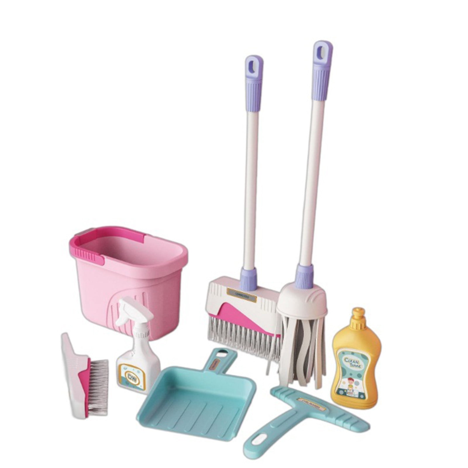 Household Role-Play Kids Cleaning Toy Set 8-Piece Pretend Play Broom ...