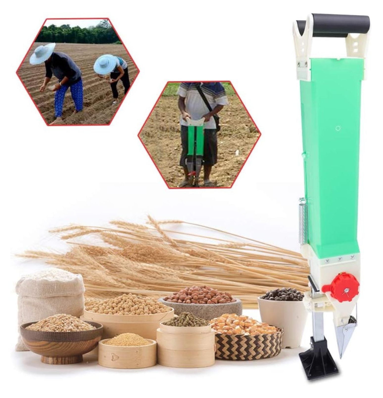 Household Seeding Machine, Manual Handheld Corn Seeder Seed Fertilizer Spreader Planter ...