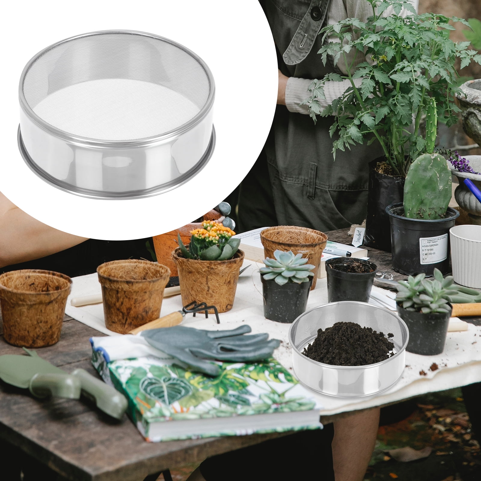 Household Sieve Soil Sifter Round Manual Wire Mesh Sieve Garden ...