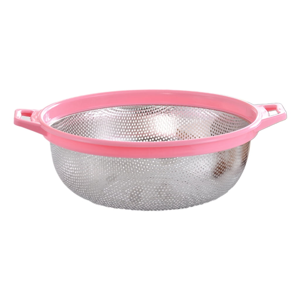 Household Stainless Steel Mesh Colander with Handle Metal Fruit ...