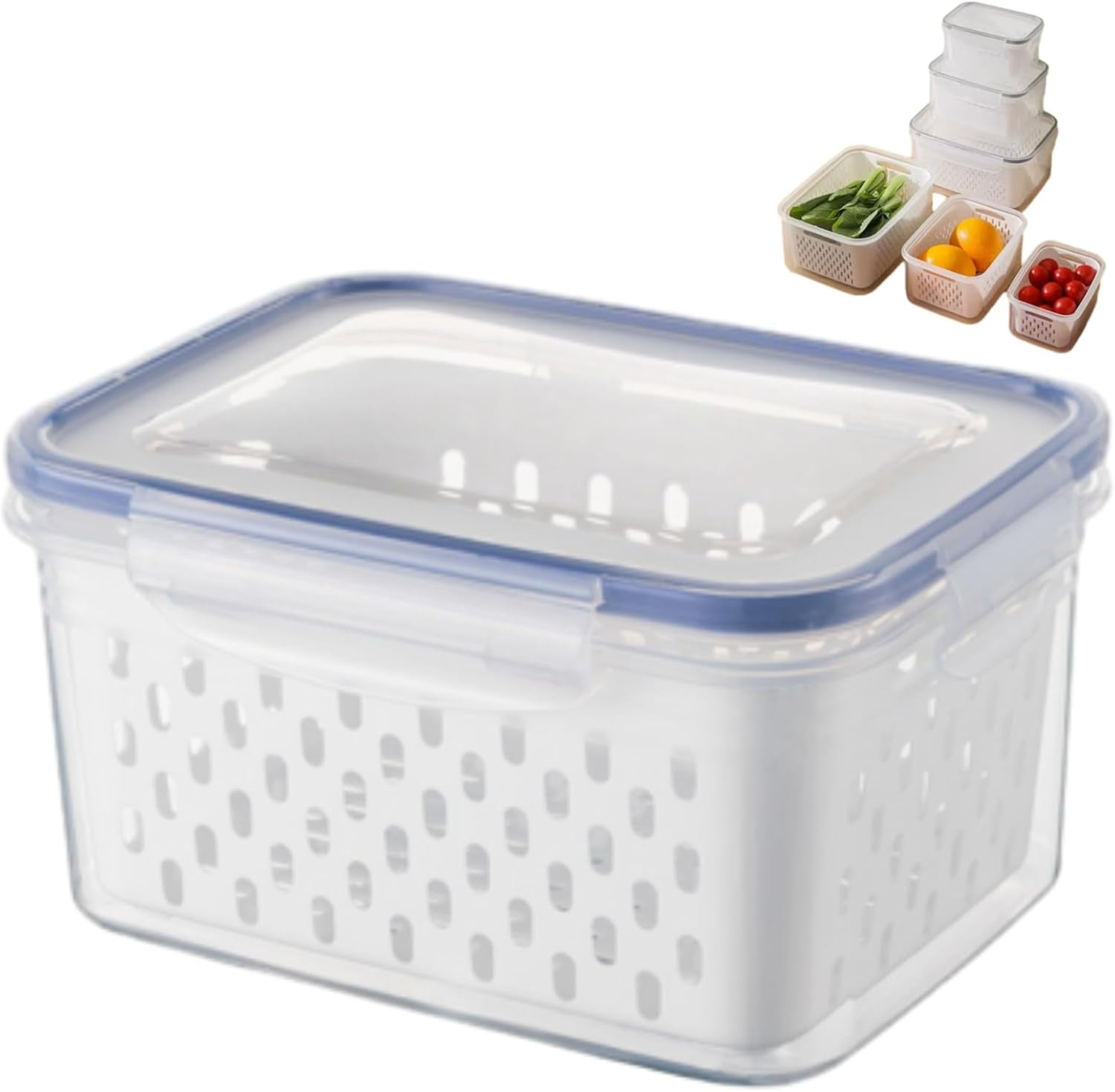 Household Transparent Plastic Food Storage Box-Including Drain Basket ...