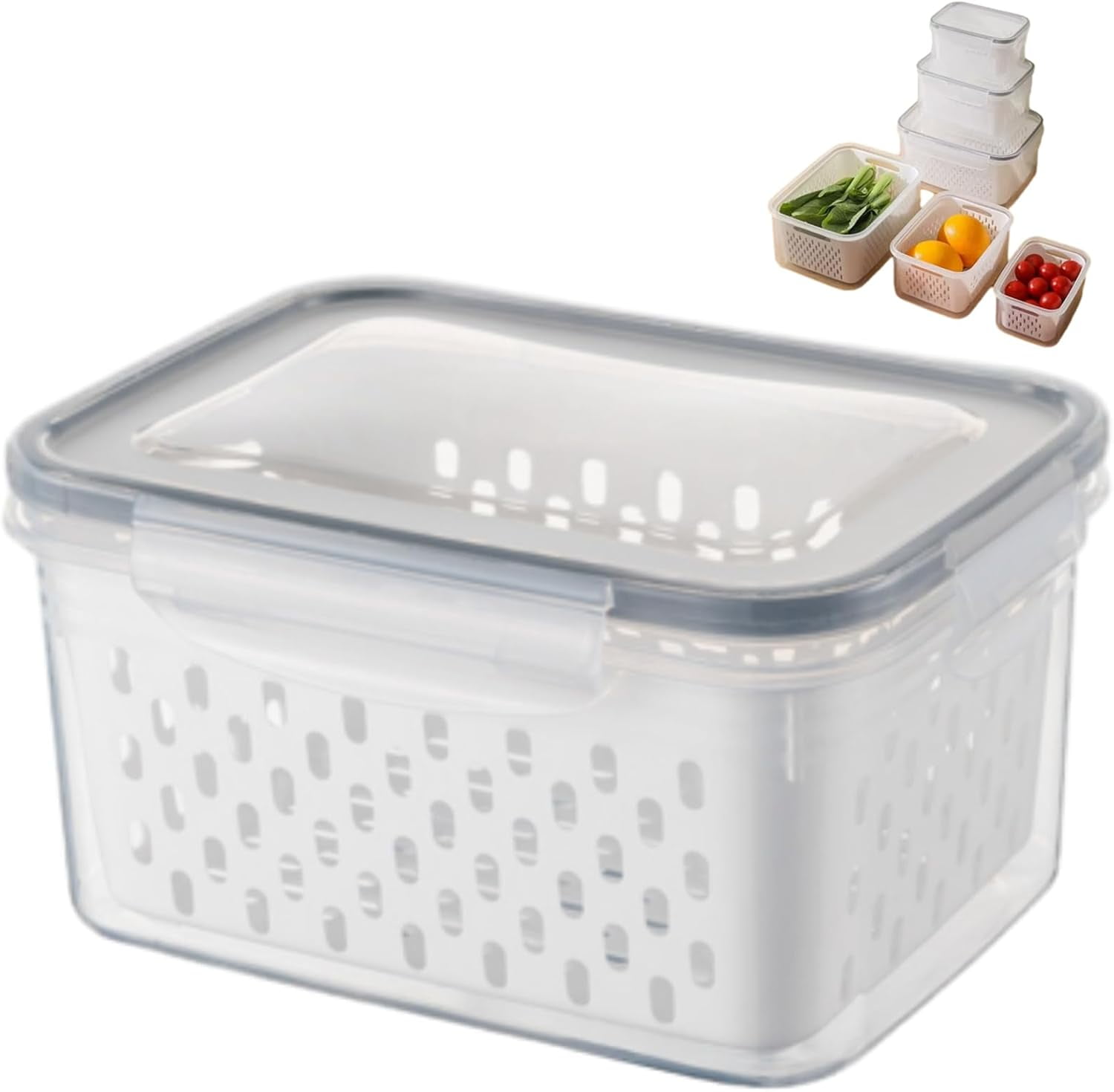 Household Transparent Plastic Food Storage Box-Including Drain Basket ...