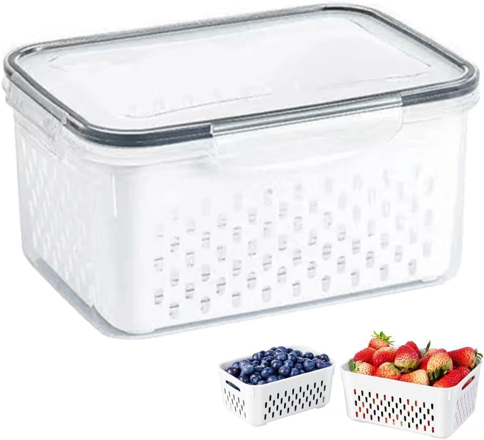 Household Transparent Plastic Food Storage Box-Including Drain Basket ...