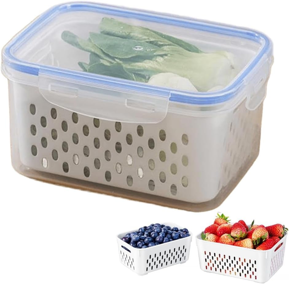 Household Transparent Plastic Food Storage Box-Including Drain Basket ...