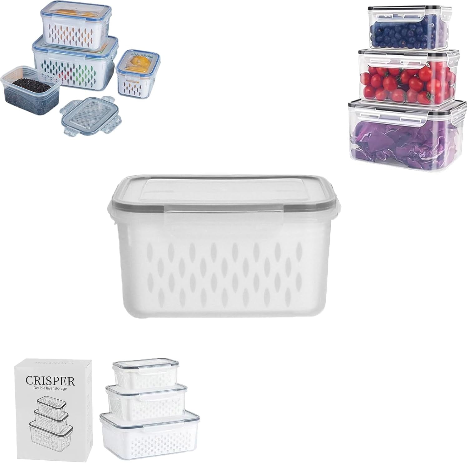 Household Transparent Plastic Food Storage Box - Including Drain Basket ...