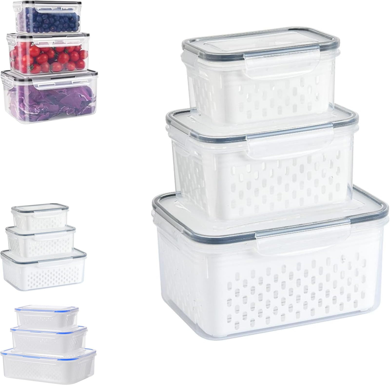 Household Transparent Plastic Food Storage Box-Including Drain Basket ...