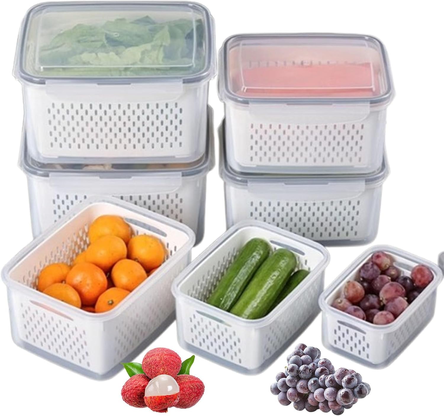 Household Transparent Plastic Food Storage Box-Including Drain Basket ...