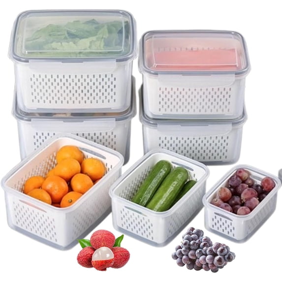 Household Transparent Plastic Food Storage Box-Including Drain Basket ...