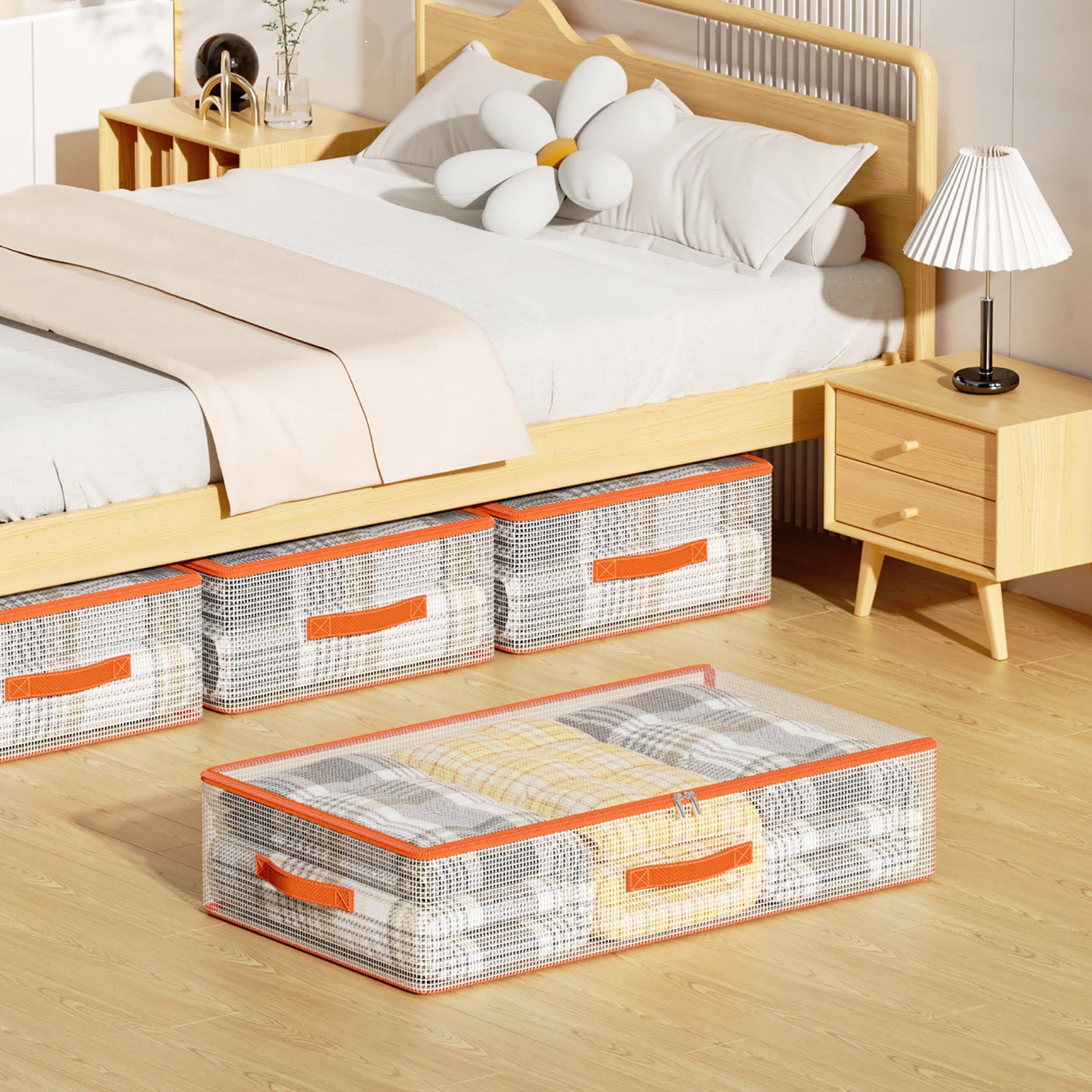 Household Underbed Storage Bags for Clothes, Transparent Organizer ...