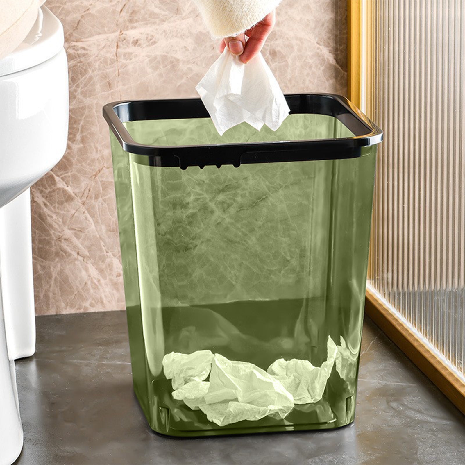 Household Waste Bin Basket 12L | Light Translucent Plastic Trash Can ...