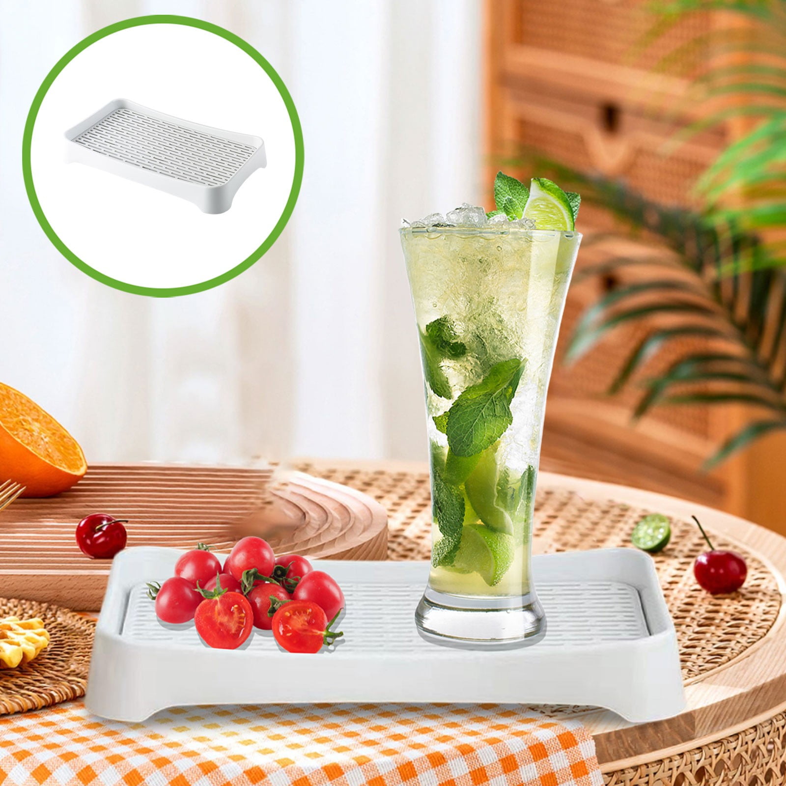 Household Water Cup and Tea Tray Double Layer Non-Slip Rectangular ...