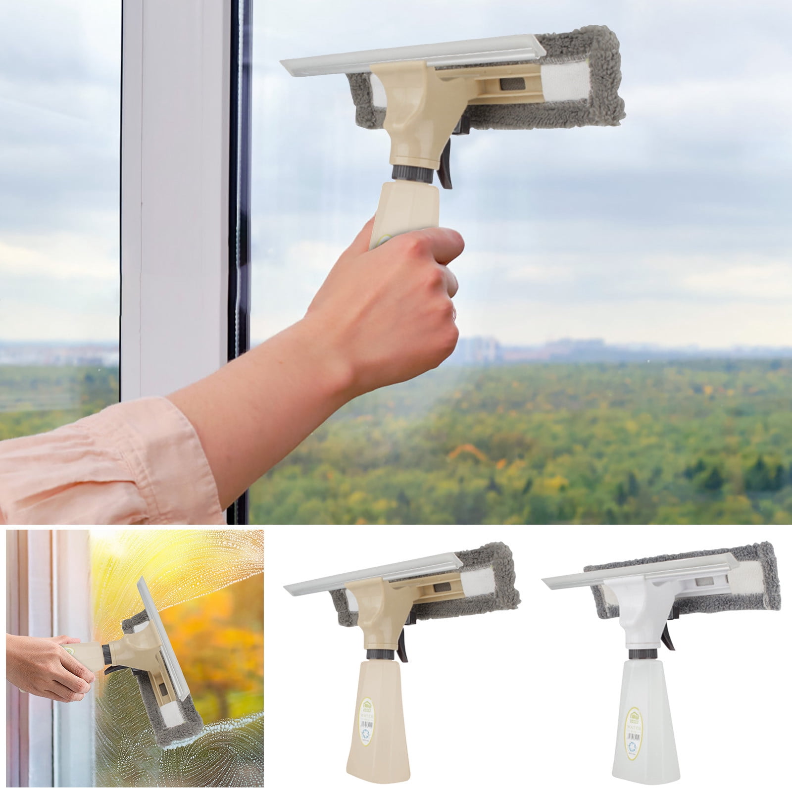 Household Window Wiper with Built-In Water Sprayer and Ergonomic Handle ...