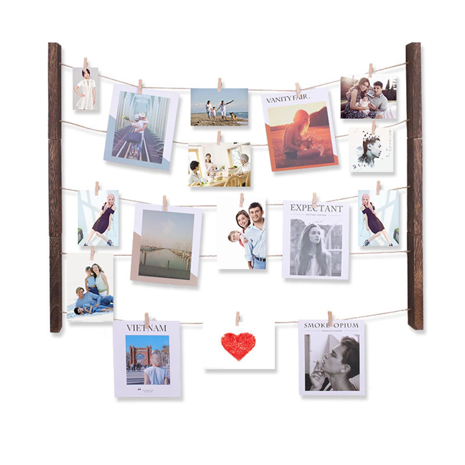 Household Wood Wall-Hanging DIY Picture Photo Frame Display Rack Set ...