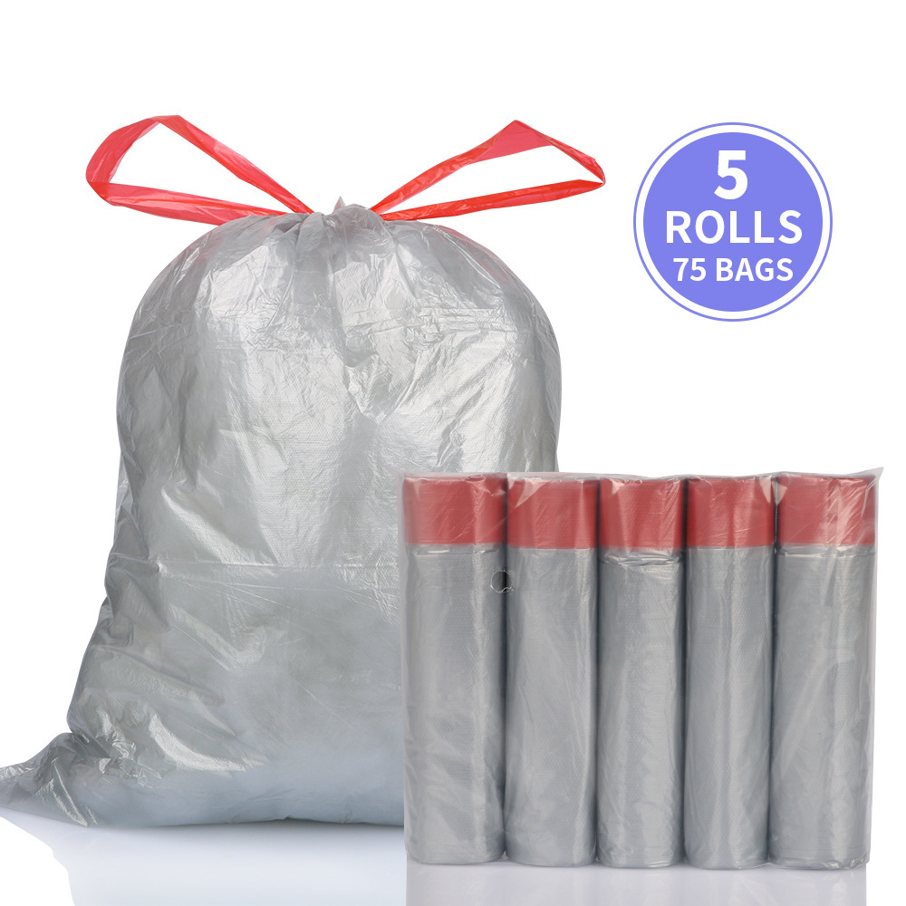 Household garbage bag rope bag automatic closing drawstring disposable ...