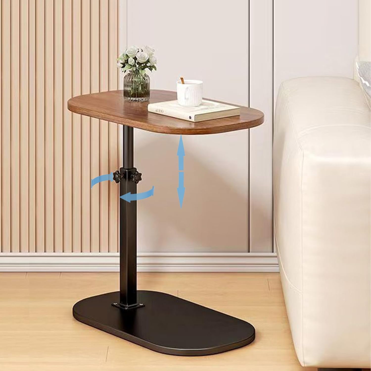 Side Table Bedside Table Mini Coffee Table C-Shaped End Table with ...
