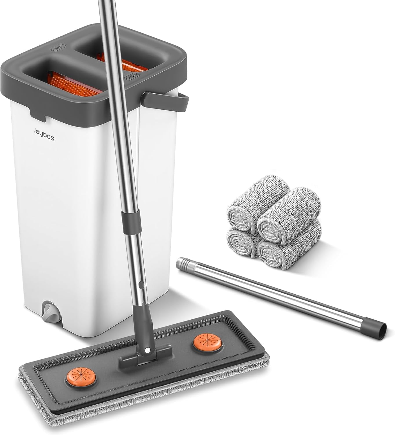 Household mop and bucket set (with wringer) kit, 61-inch flat mop and ...