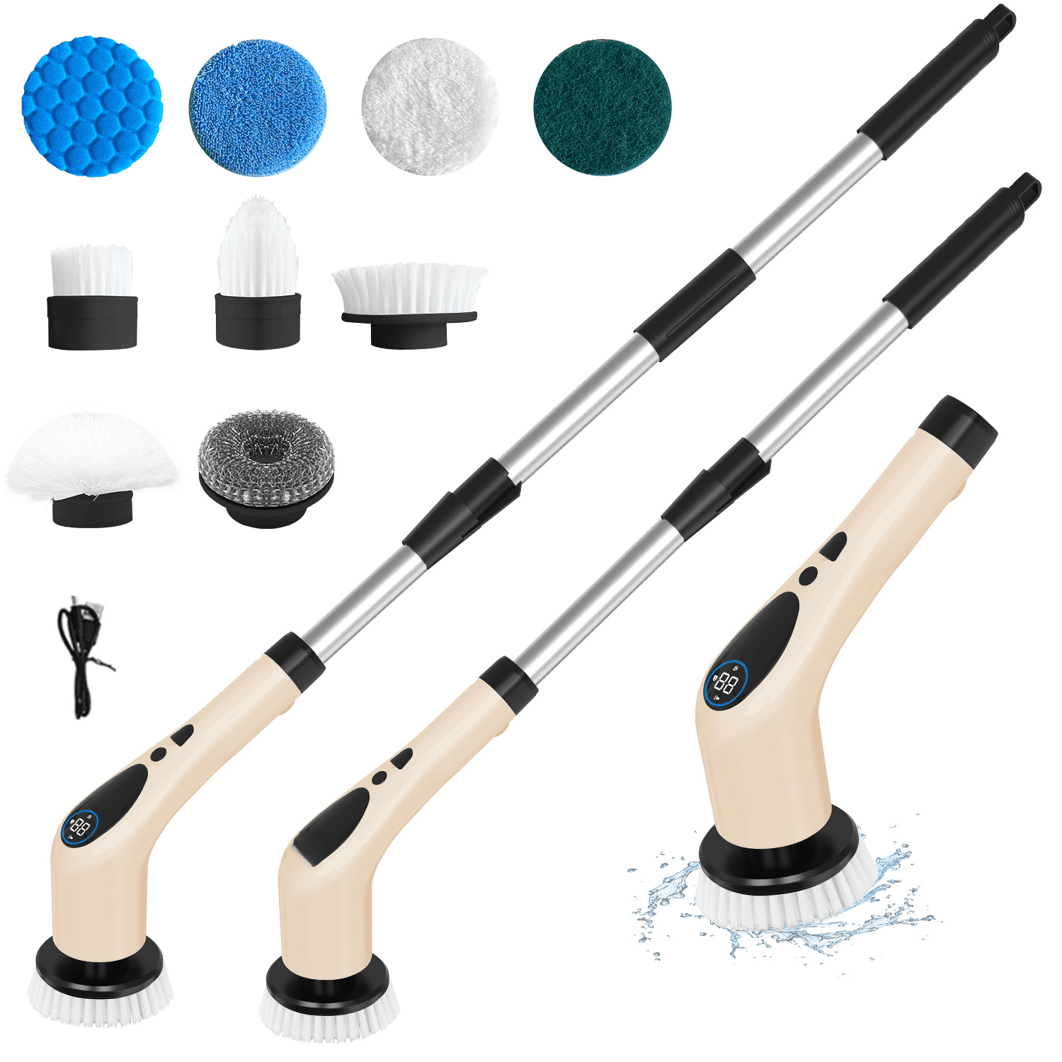 Household nine-in-one wireless electric cleaning brush long handle retractable bathroom toilet ...