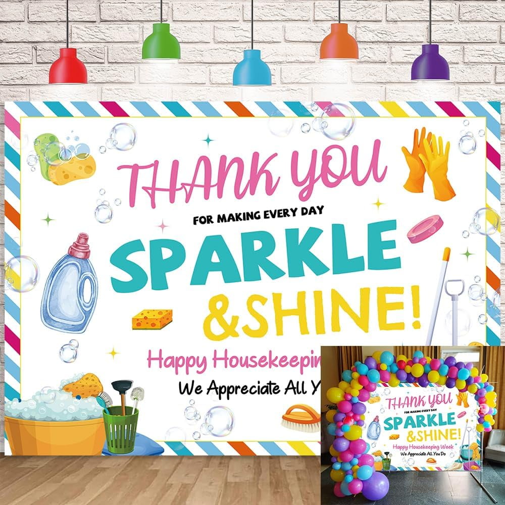 Housekeeping Week Backdrop Thank You for All You Do Party Decorations ...