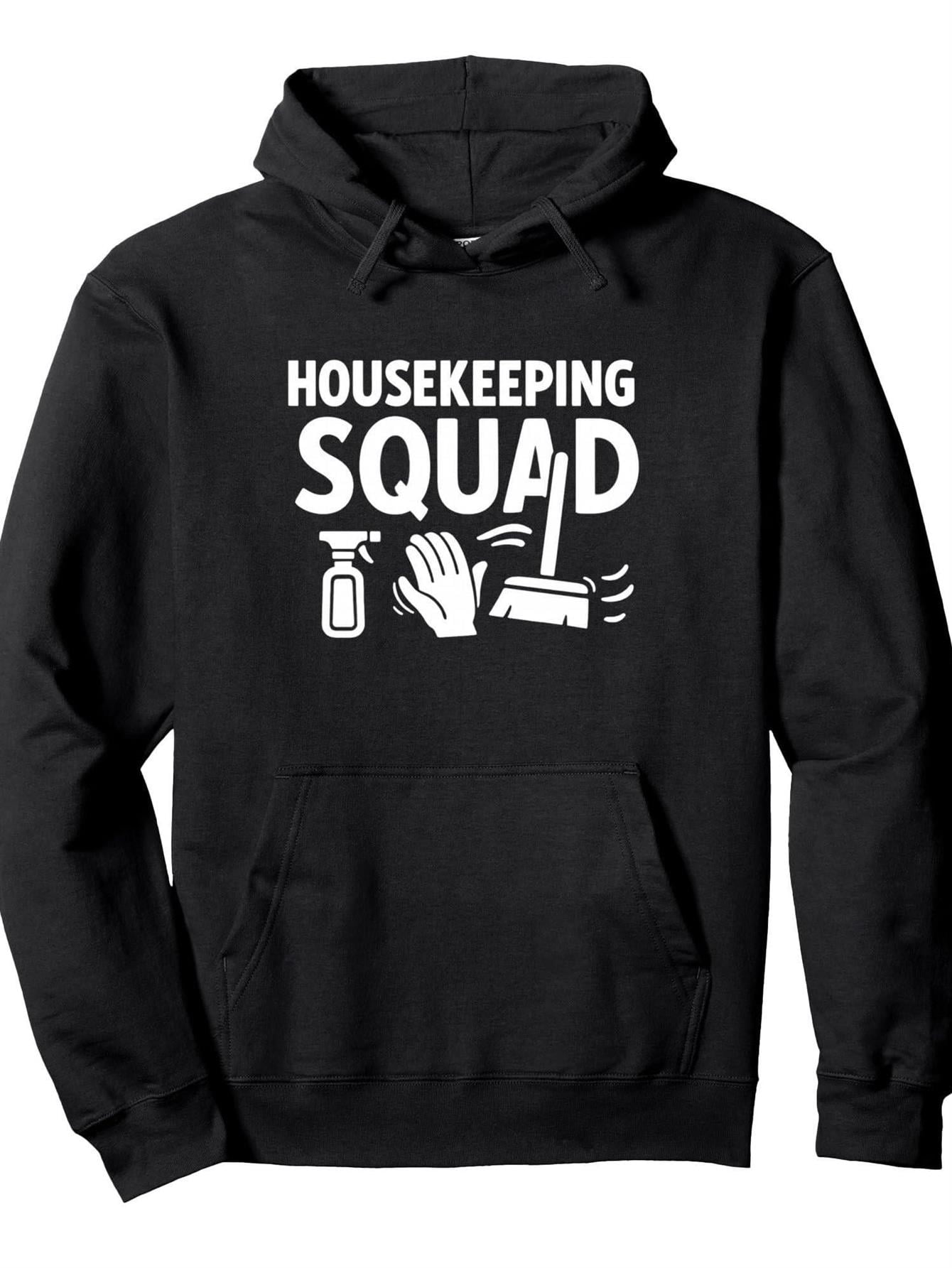 Housekeepround Maid & Cleaner Graphic Print Hooded Sweatshirt - Black ...