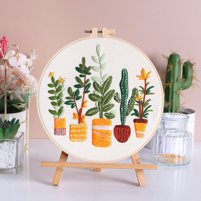 Houseplant Embroidery DIY Kit - Potted Plant/Monstera Patterns Craft ...
