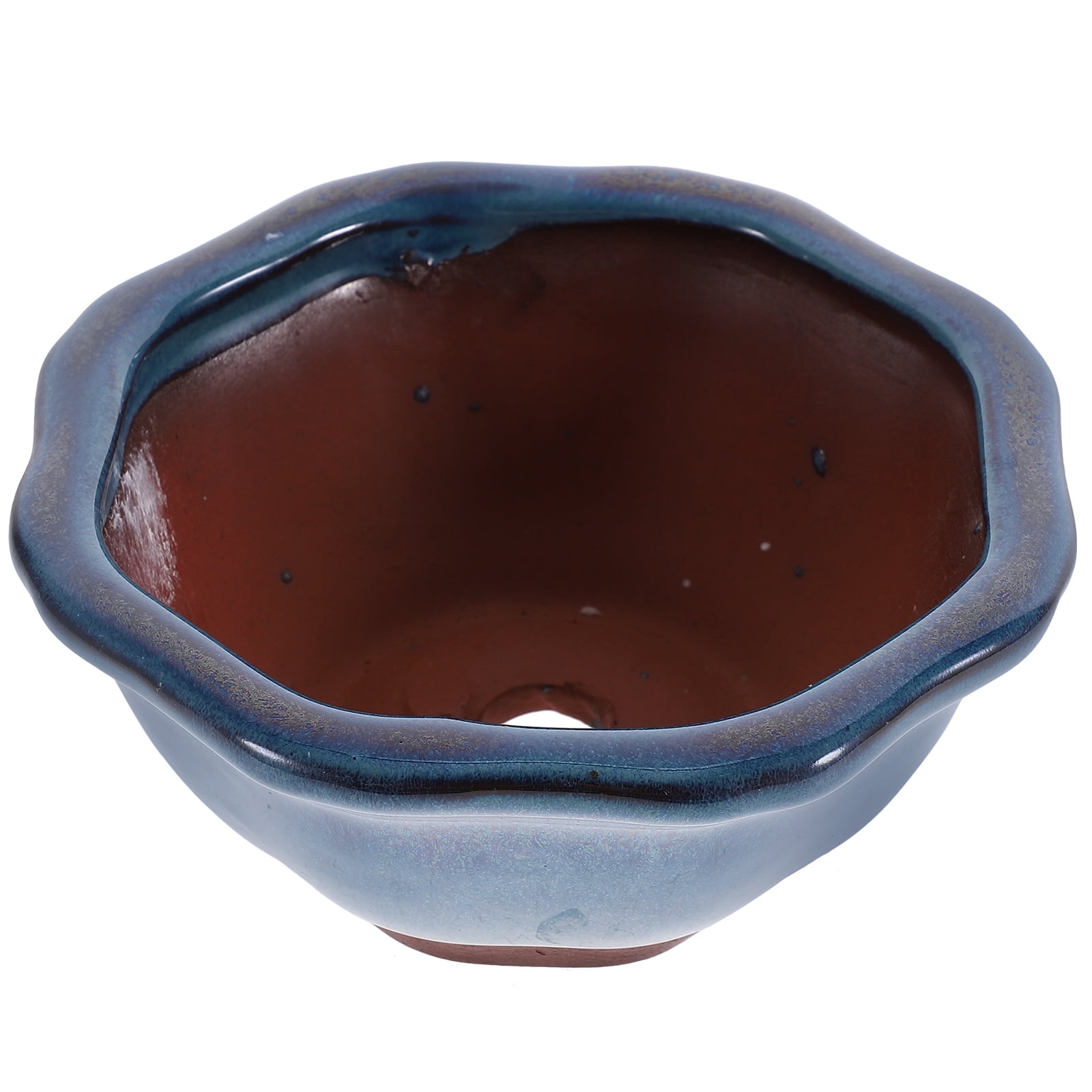 Houseplant Pots Small Green Round Bonsai Planter Ceramic Succulent Mini ...