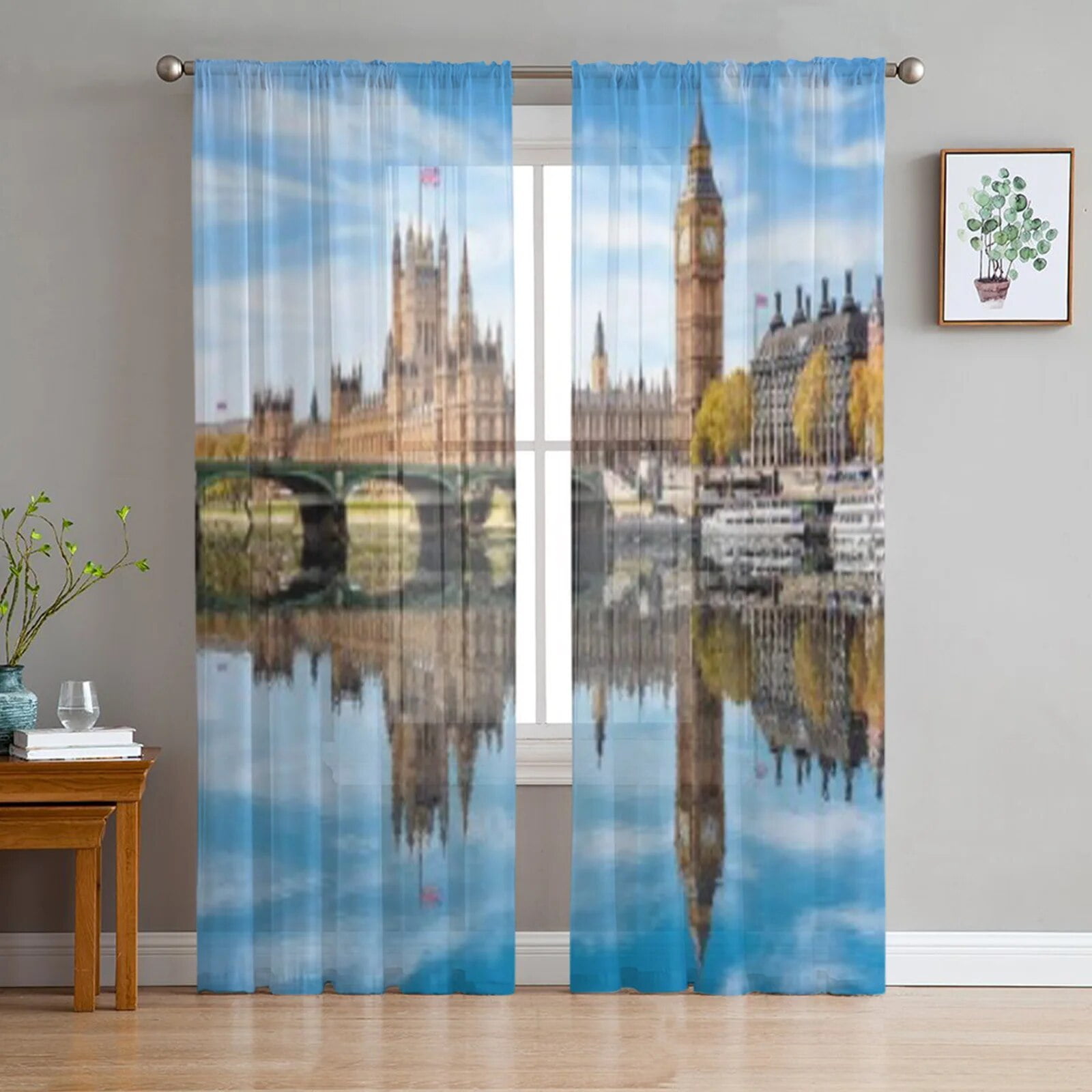 Houses Of Parliament And Big Ben London Bay Window Screening Curtains ...
