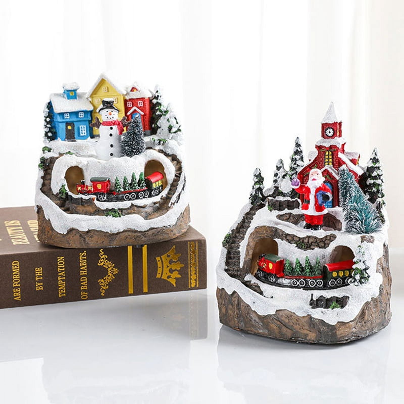 Houses Sets Rotating Display Figurines LED Musical Christmas Holiday ...