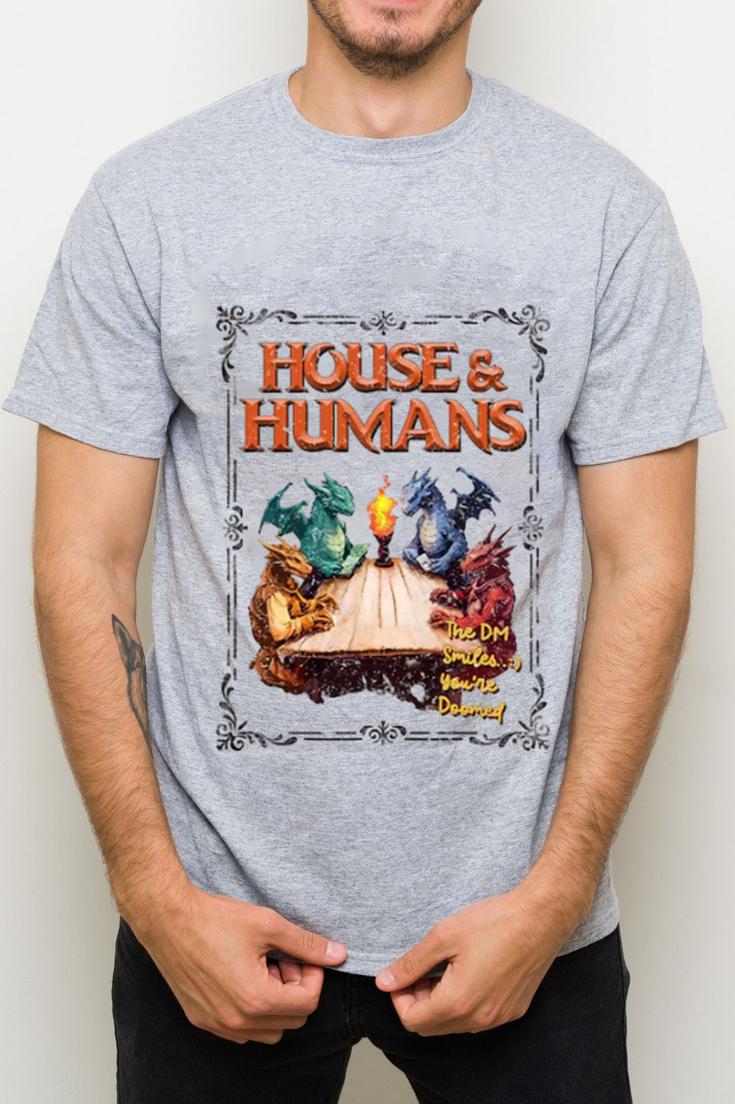 Houses and Humans D&D T-Shirt, Vintage Retro 90s Joke D and D Tee Gifts ...