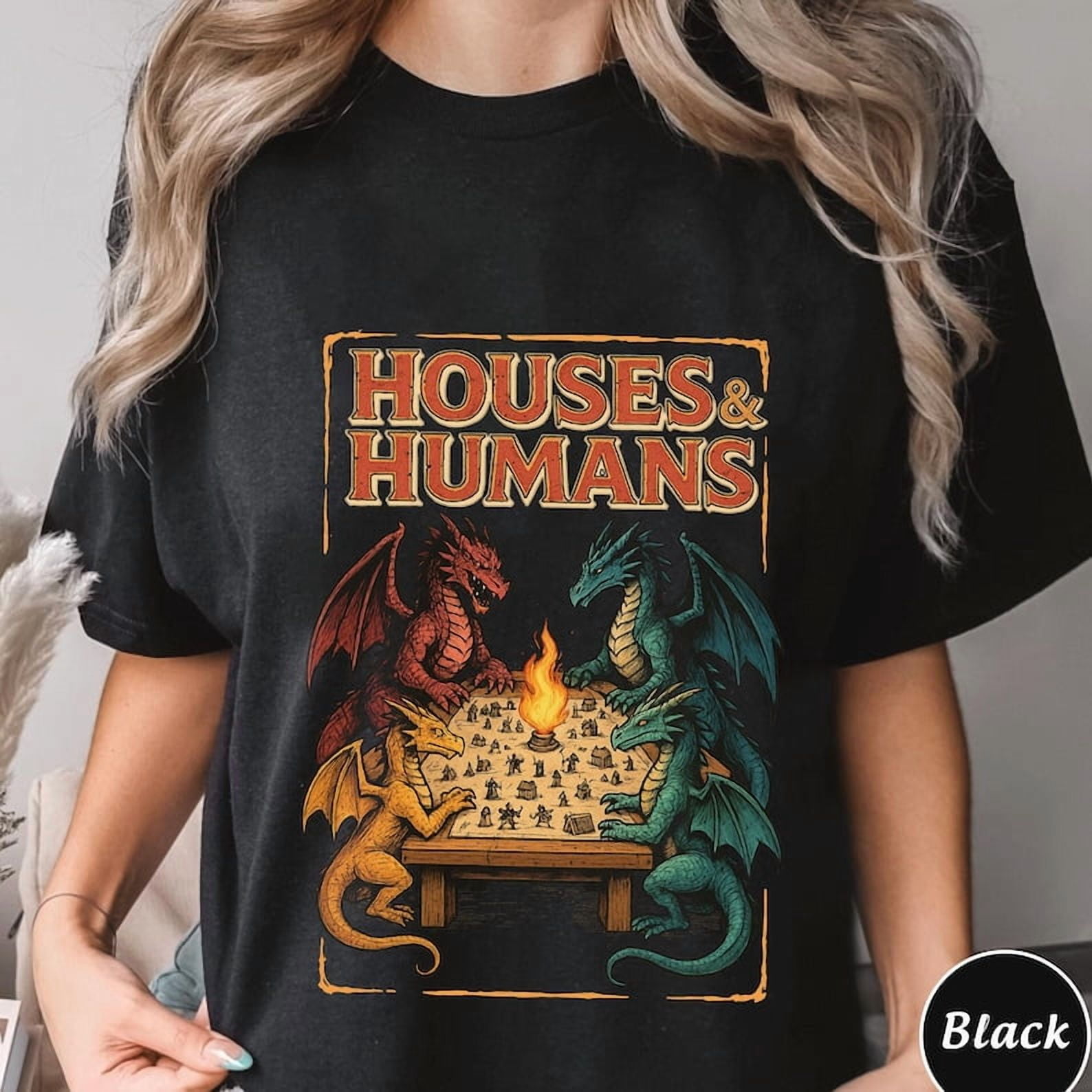 Houses and Humans Fantasy Roleplaying tshirt - Sizes S-5XL ,Gategoo ...