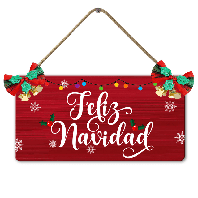 Houseuse Feliz Navidad Christmas Welcome Sign 6x12inch Christmas Wooden ...