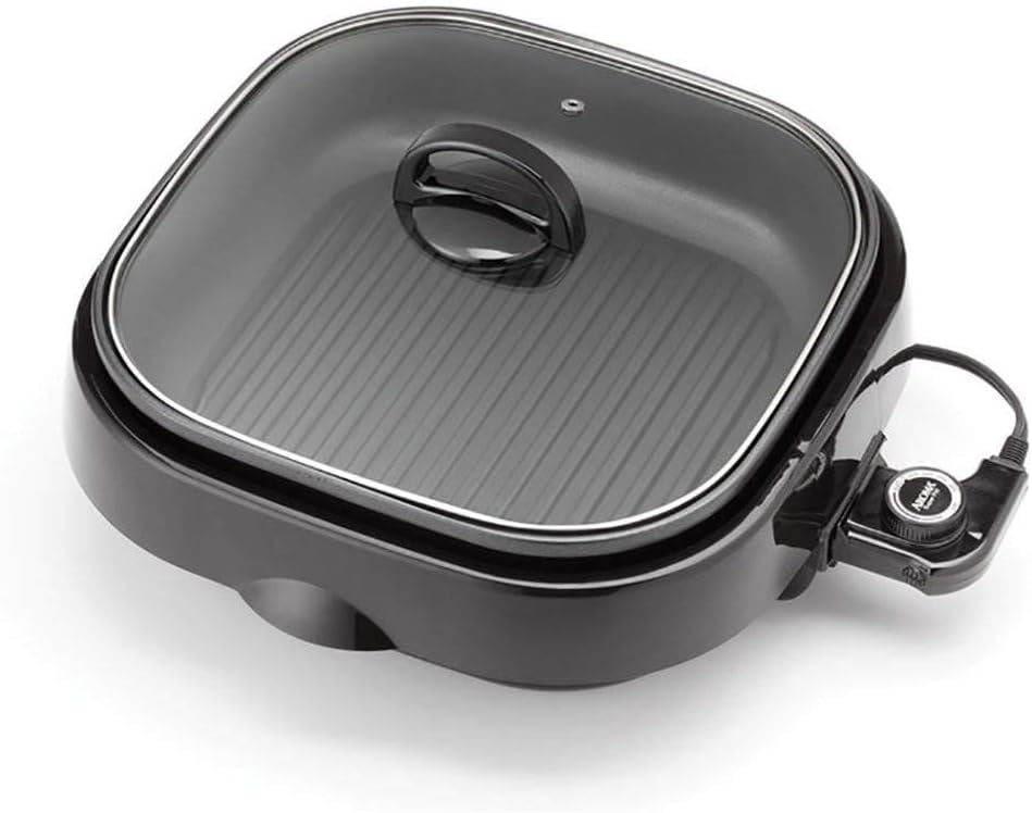 Housewares ASP-218B Grillet 4Qt. 3-in-1 Cool-Touch Electric Indoor Grill Portable, Dishwasher ...