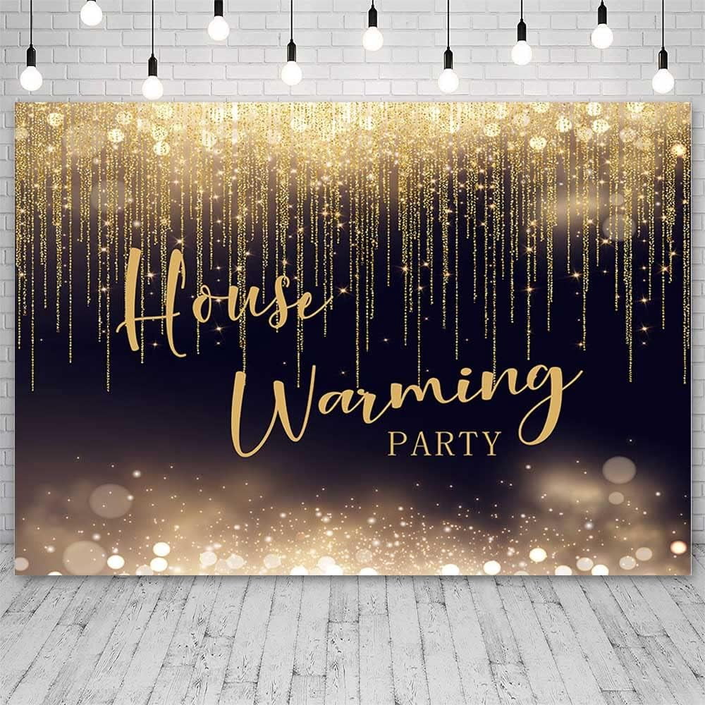 Housewarming Backdrop Black and Gold Sweet Home Party Photography ...