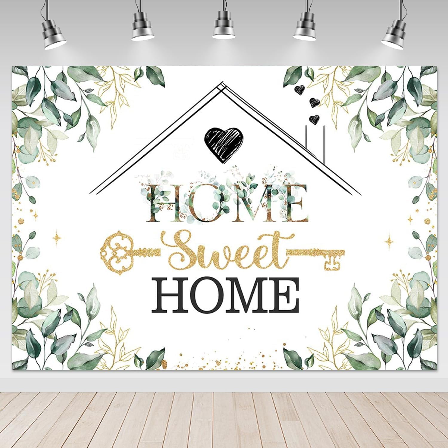 Housewarming Backdrop Home Sweet Home Greenery Eucalyptus Leaves Party ...