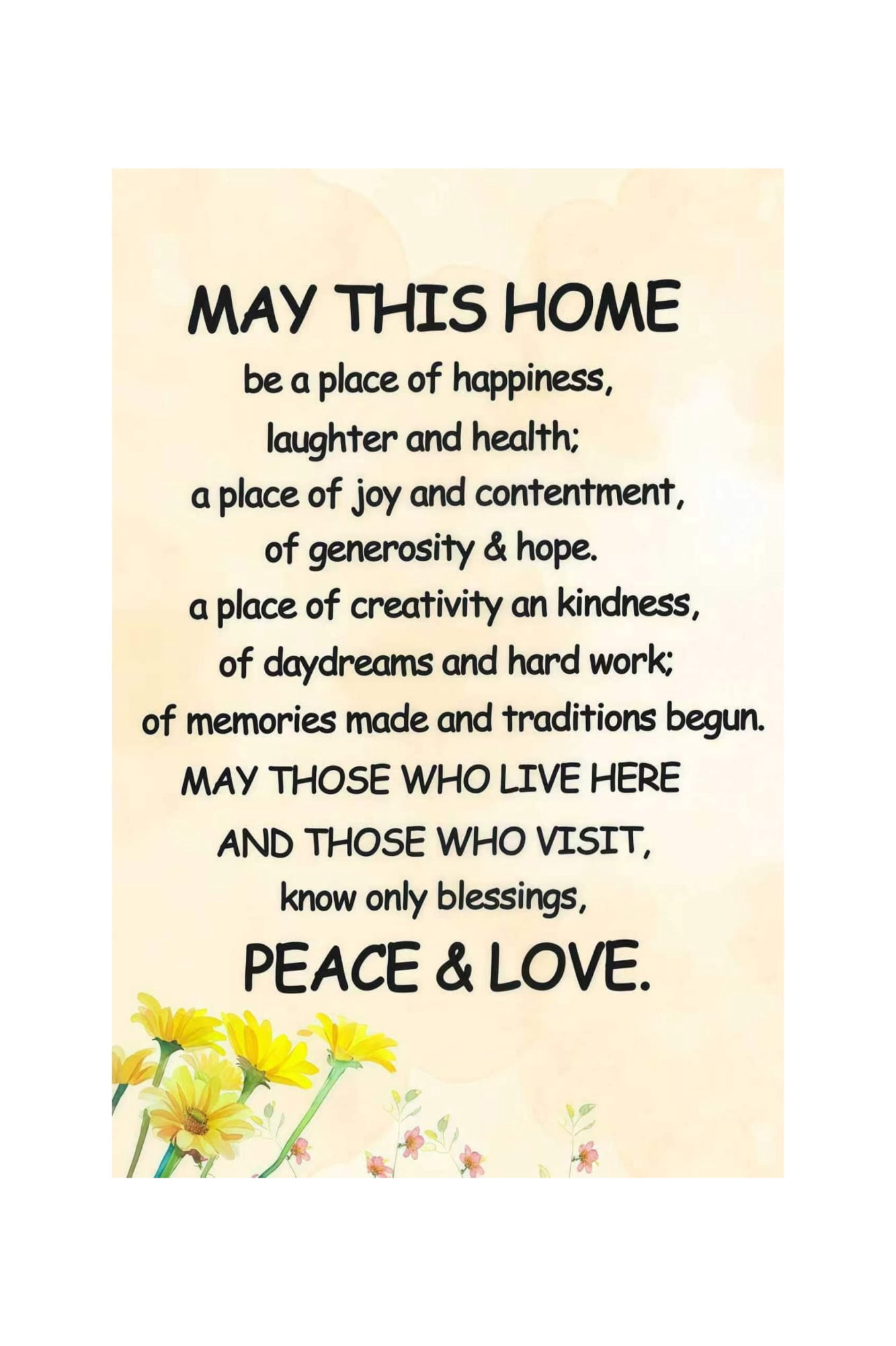 Housewarming Happiness Poster New Home Blessing Quote Inspirational ...