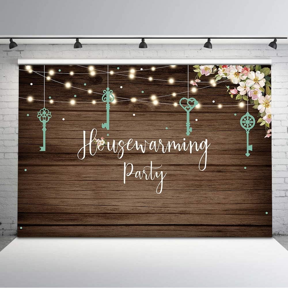 Housewarming Party Backdrop Rustic Flower Wooden Floor Background 7x5ft ...