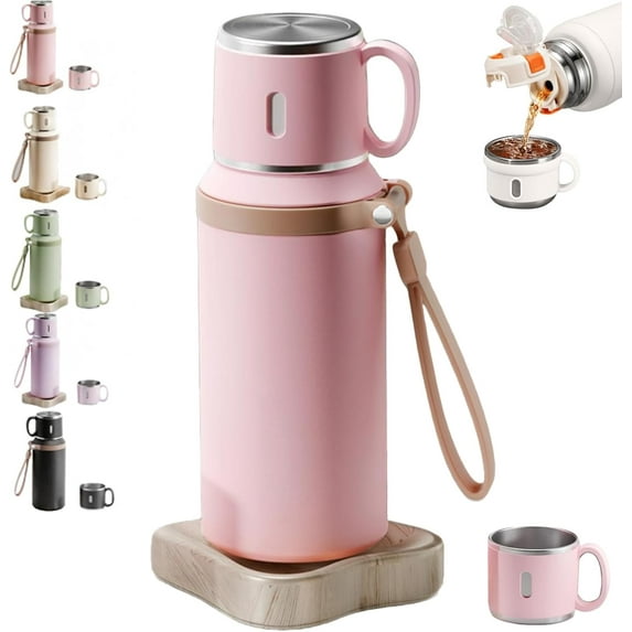 Housewor 2 in 1 Stainless Steel Vacuum Insulated Bottle with Lidded Cup ...