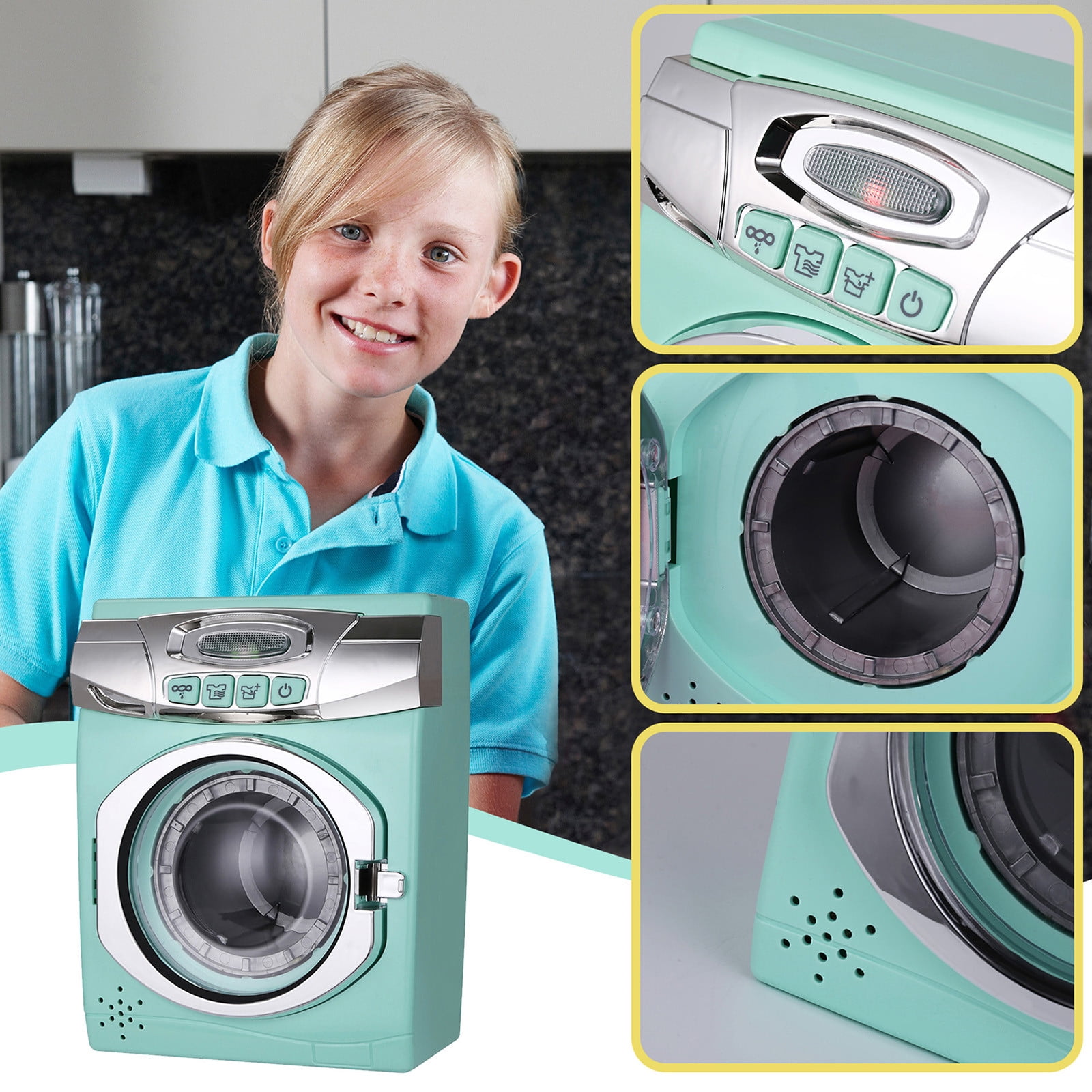 Housework game washing machine large with light and sound Rot 7-tlg ...